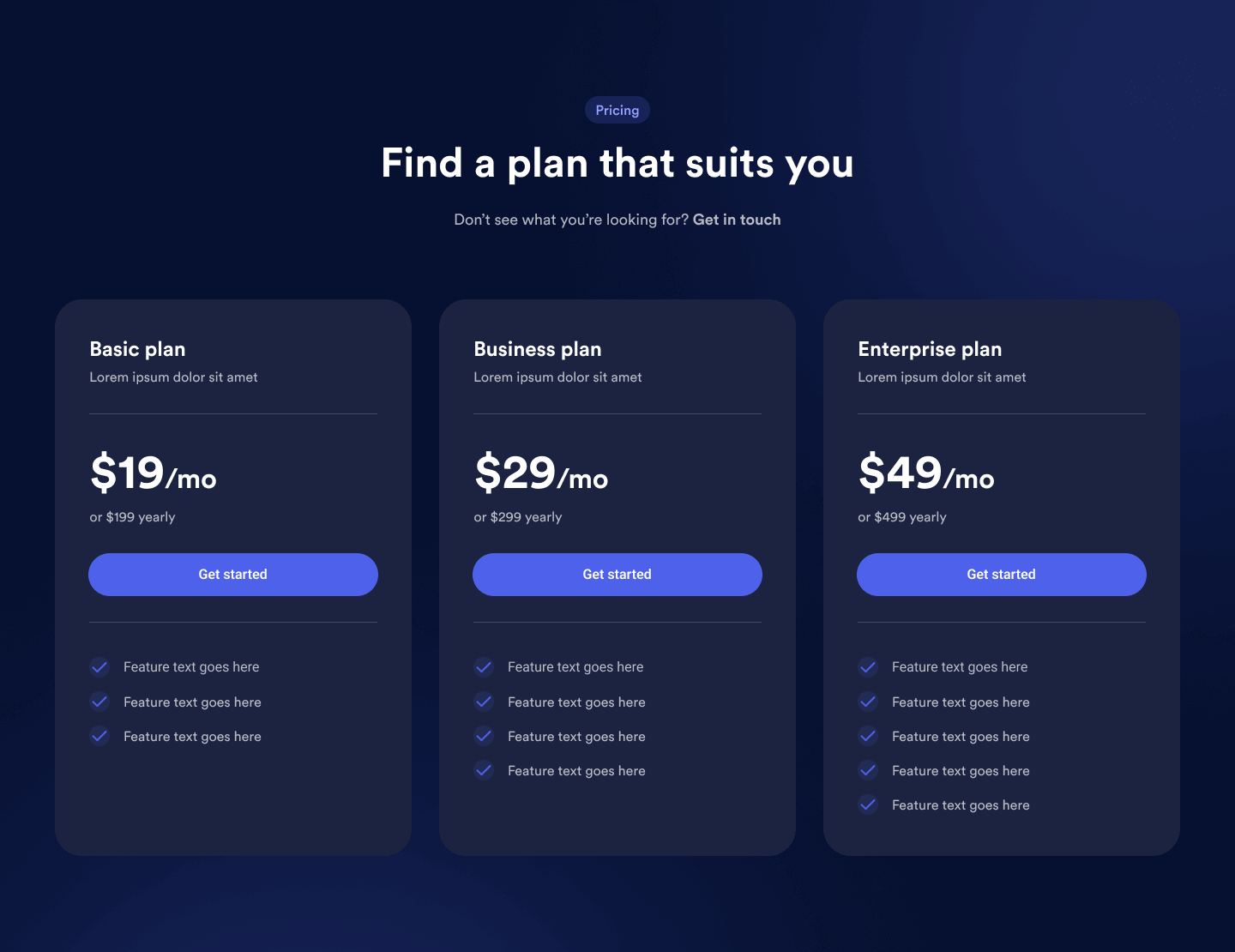 Purple Pricing Table